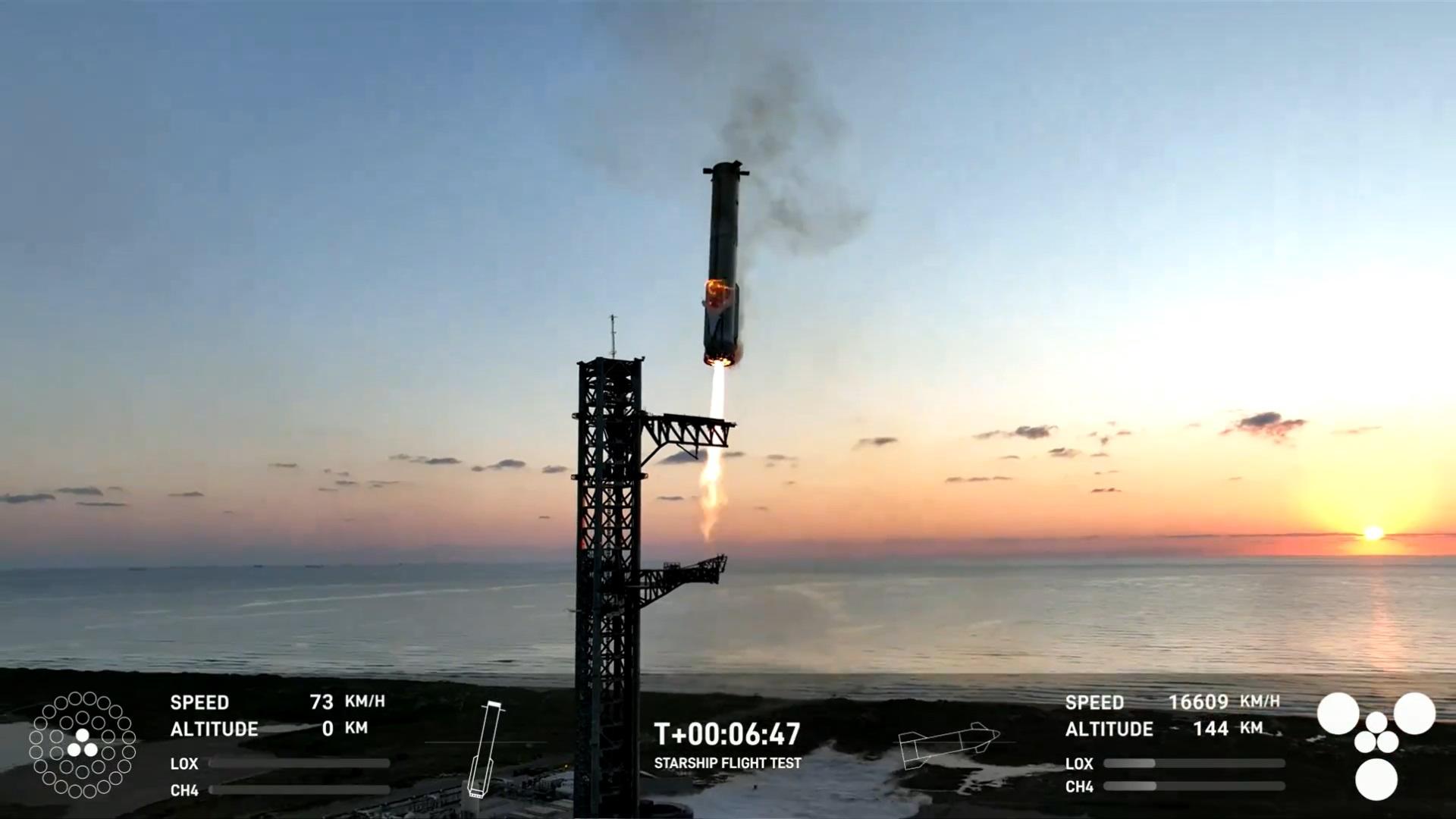 SpaceX captura primera etapa del cohete Starship en su quinto vuelo de ...